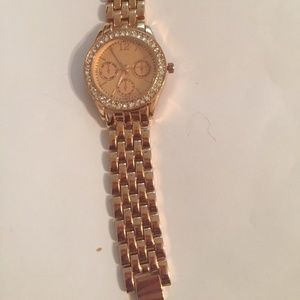 Accessories | Rose Gold Tone Ladies Watch With Rhinestones | Poshmark